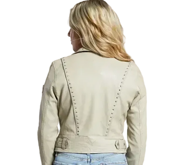 Maryn Leather Jacket: Off White - That's Invintage